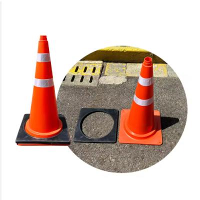 China 28 Inches PE Plastic Traffic Cone Rubber Weighting Block Safety Warning Cone for sale