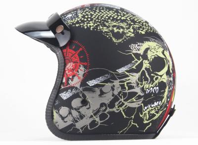 China DOT Retro motorcycle helmet male and female personality skull printing helmet half-covered helmet  with sun shield for sale