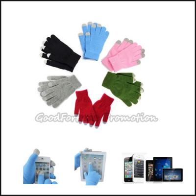 China breathable knitted warm printed logo touch screen glove for iphone ipad moblie gifts for sale