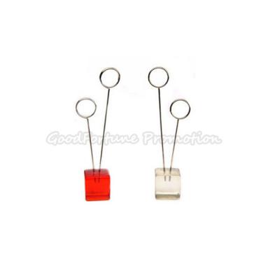 China Promotional printed logo Advertising Eco resin business card holder stand clip for sale