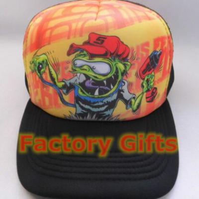 China Polyester Caps T Shirts Full Color Sublimation Foam Fabric Truck Cap Hat for sale