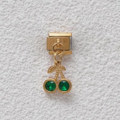 Cina Disegni colorati Incantesimi italiani Acciaio inossidabile 18K Cuore dorato Clover ciliegie Pendenti italiani Incantesimi Braccialetti Gioielli in vendita