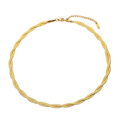 Cina XM20023 18K collare in acciaio inossidabile dorato catena di collana doppio croce piatto serpente catena di collane per donne in vendita