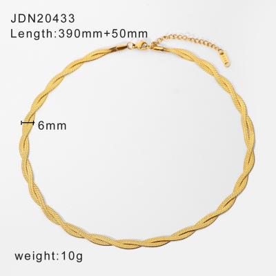 Cina XM20023 18K collare in acciaio inossidabile dorato catena di collana doppio croce piatto serpente catena di collane per donne in vendita