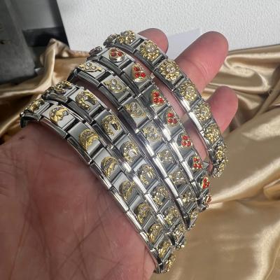 Cina YIWU Gold Lovers Italian Charm Bracelet Acciaio inossidabile Bracelet Quattro foglie di trifoglio Bracelet Cuore amorevole Bracelet in vendita