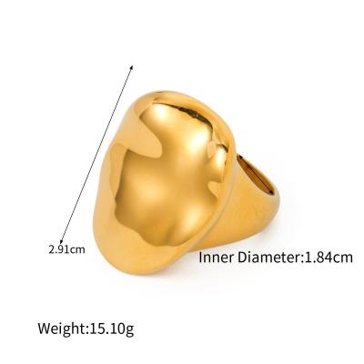 Cina Anello massiccio minimalista impermeabile Gioielli Anello in acciaio inossidabile placcato oro 18 carati Anelli con pepite d'oro vero per donna in vendita