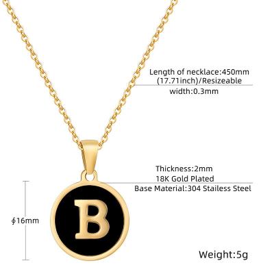 Cina In Stock Stainless Steel 18k Gold Initial Letter Necklace Gold Plated Jewelry Initials Letters Pendant Necklace in vendita