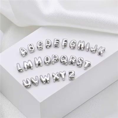 Cina 2025 New Bubble Letter Charm Gold Plated Stainless Steel Silver Initial Gold Letter Charms in vendita