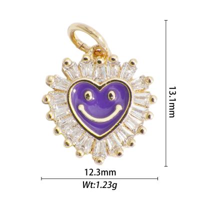 Cina Ciondoli a forma di fiore fai da te alla moda con gocce d'olio, diamanti colorati e chiavi a cuore per la creazione di gioielli in vendita