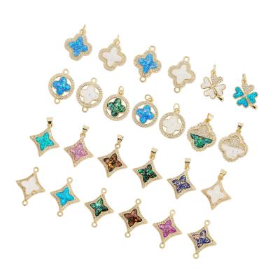 China New Design Luxury Natural Stone Opal Necklace Charms Four Leaf Clover Fashion Jewelry Pendants & Charms for sale