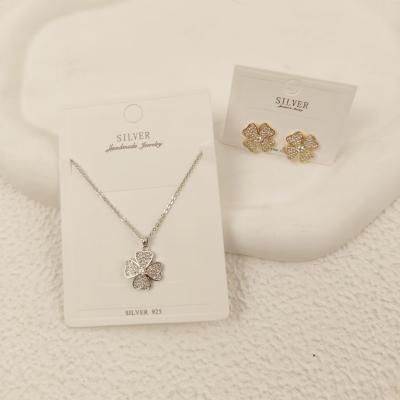 China Trendy Fashion Women's Necklace Earrings Jewelry 925 Silver Temperament Light Luxury Suit Girls Pendant Accessories Trend for sale