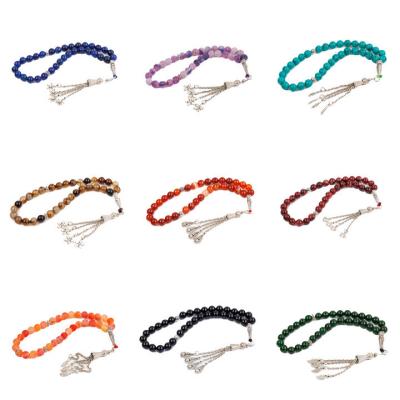 China 33 99 Factory Custom 8mm Natural Stone Beaded Tasbih Muslim Islamic Prayer Beads for sale