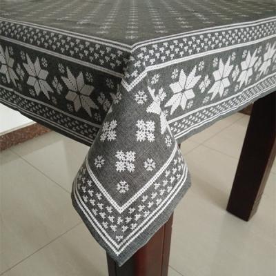 China BSCI audit passed-Luxuary 100% Polyester printed tablecloth on linen imitation fabric. for sale