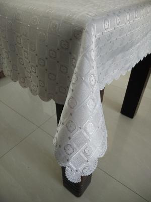 China Hot selling products-100% Polyester Jacquard table cloth with flower design for sale