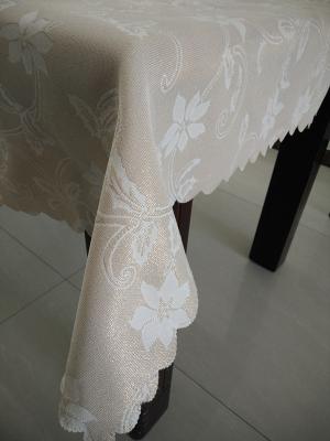 China Hot selling products-100% Polyester Jacquard table cloth with gold thread design for sale