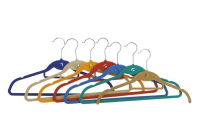 China 42cm ABS plastic  Flocked cascade slim  hanger with Ident &tie Position Non-slip space saver for sale