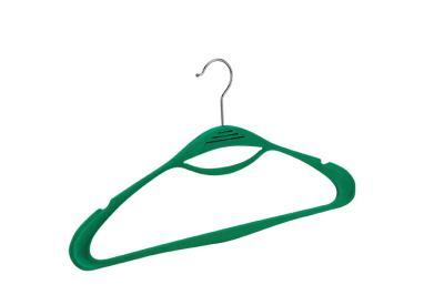 China 45cm ABS plastic Teal  Velvet  suit hanger with ident &tie position  Non-slip colorfast for sale