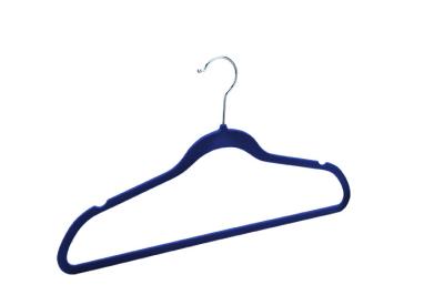 China 45cm ABS plastic Dark green Velvet suit hanger with ident position  Non-slip colorfast for sale