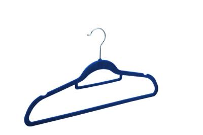 China 42cm ABS plastic  dark green velvet  hanger with Ident &tie Position Non-slip space saver for sale