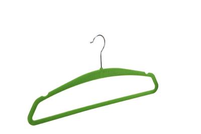 China 45cm  plastic Cyan  flocked  suit  hanger with ident position  Non-slip space saver for sale