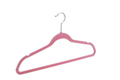 China 42cm ABS plastic Pink  flocked  suit  hanger with ident  Non-slip space saver for sale