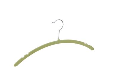 China 43cm ABS plastic  Teal velvet  slim skirt  hanger with Ident Position Non-slip space saver for sale