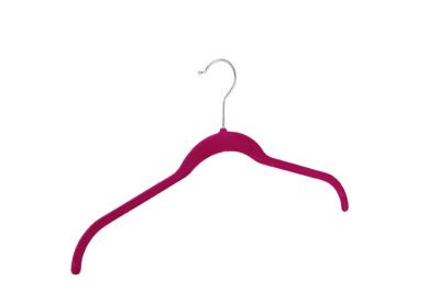 China 42cm ABS plastic bright red velvet slim skirt  hanger  Non-slip space saver for sale