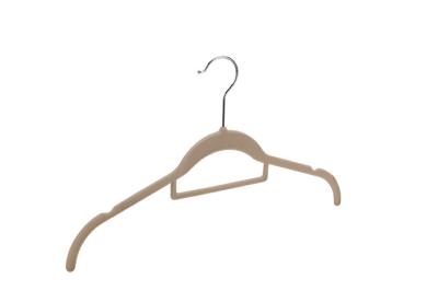 China 42cm ABS plastic beige Flocked slim skirt  hanger with Ident &scarf Position Non-slip space saver for sale