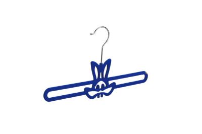 China 28cm ABS plastic Green flocked stylish rabbit design  Non-slip children hanger space saver for sale