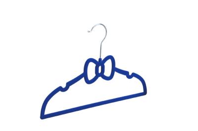 China 34cm ABS plastic Green  velvet  Bowknot  children hangers   Non-slip space saver for sale
