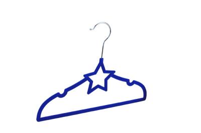 China 33cm ABS plastic Green Flocked star with ident design   Non-slip kids  hanger space saver for sale