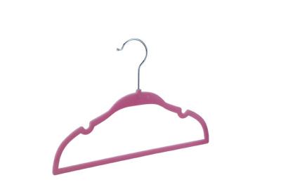China 33.5cm ABS plastic Red Flocked with ident design   Non-slip baby  hanger space saver for sale