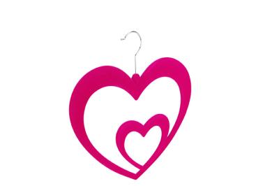 China ABS plastic hot pink  flocked Double love scarf hanger non-slip space saver colorfast for sale