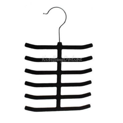 China ABS plastic Black velvet  6 layer  tie organizer  non-slip space saver Non-fading for sale
