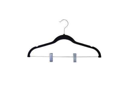 China Velvet Anti-Slip Skirt Hangers with metal clips for sale