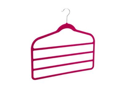 China 45cm ABS plastic  pink  velvet pants hanger  Non-slip space saver colorfast for sale