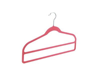 China 40cm ABS plastic  pink  flocked trousers  hanger  Non-slip space saver non-fadding for sale