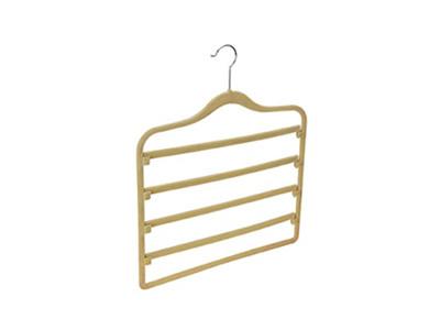 China 40.5cm ABS plastic  beige flocked 5-bar  trousers hanger  Non-slip space saver non-fadding for sale