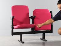 China Folding Beam Mounted VIP Auditorium Seating with Armrest BS5852 Crib 5 Fire Proof Fabric 500-550mm for sale