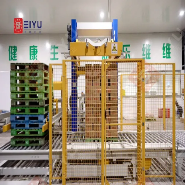 Close-up of palletizer operation