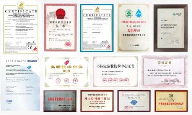 Product certifications for the palletizer