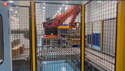 China Pneumatic Robot Case Beverage Palletizer Machine Programmable Customized for sale