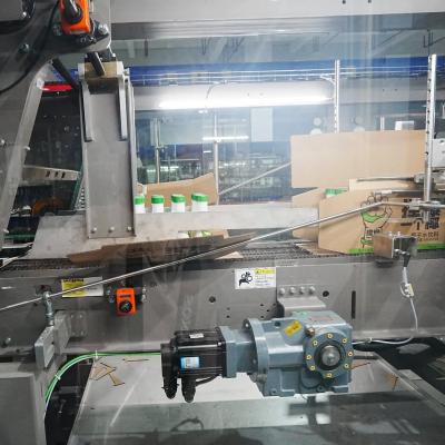 China Fully Automatic 100g-3kg Wrap Around Case Packer with Mechanical Stretch for No Pallet Wrapping for sale