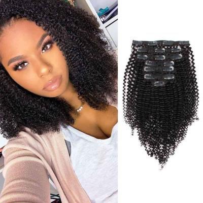 China clip hair extension 100% virgin human hair Kinky curl human hair extensions clip in human hair extensions for sale
