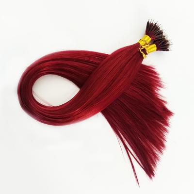 China Double Drawn Russian Virgin Remy Red #530 Nano Tip Nano Ring Hair Extensions Factory Price for sale