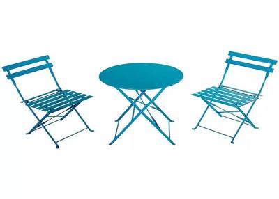 China Steel Bistro Patio Outdoor Garden Folding Table And Chairs 3 Piece for sale