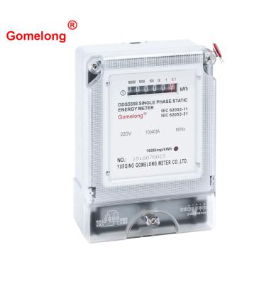 China Cheap Price Gomelong DDS5558-YG Single Phase Electronic Kwh Meters for sale