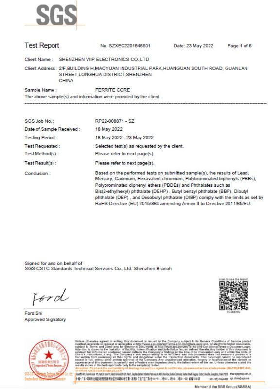 ROHS - Shenzhen VIIP Electronics Co., Ltd.