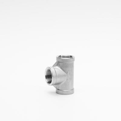 China Pipeline Connections Stainless Steel Screwed Pipe Fittings Threaded Equal Tee BSPT NPT for sale