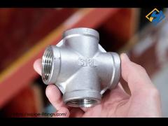 Stainless Steel Screwed Pipe Fittings 316L Casting Stainless Steel BSP NPT Threaded Equal Cross Tee